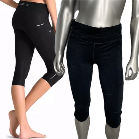 Athleta | Pants & Jumpsuits | Athleta Black Be Crop Reflective Leggings ...